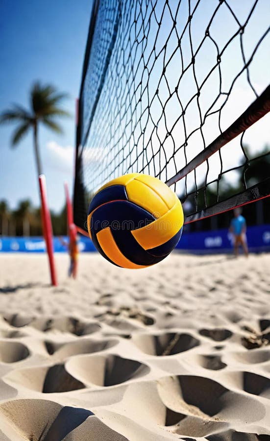 Volleyball on the beach stock illustration. Illustration of player ...