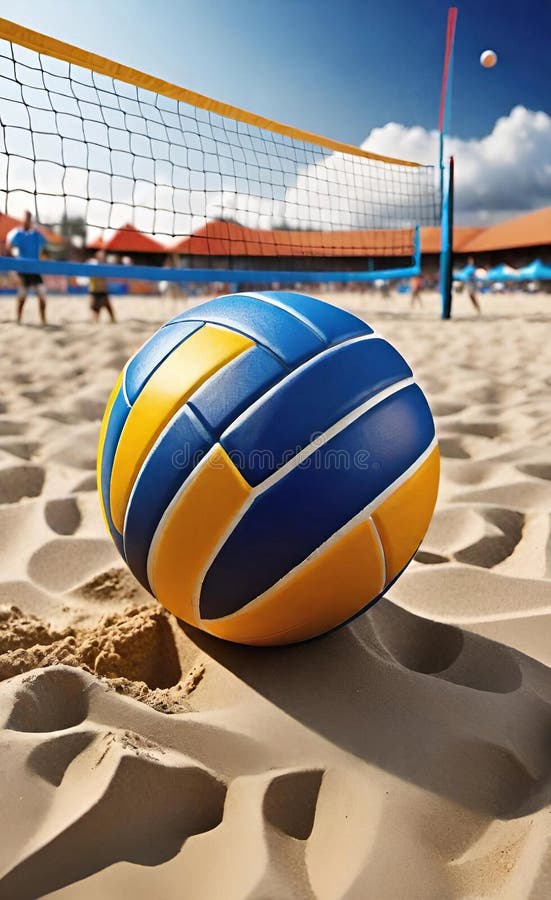Volleyball on the beach stock illustration. Illustration of sport ...