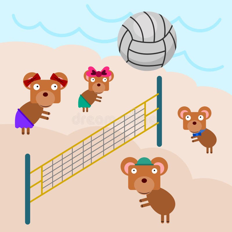 Animals Playing Volleyball