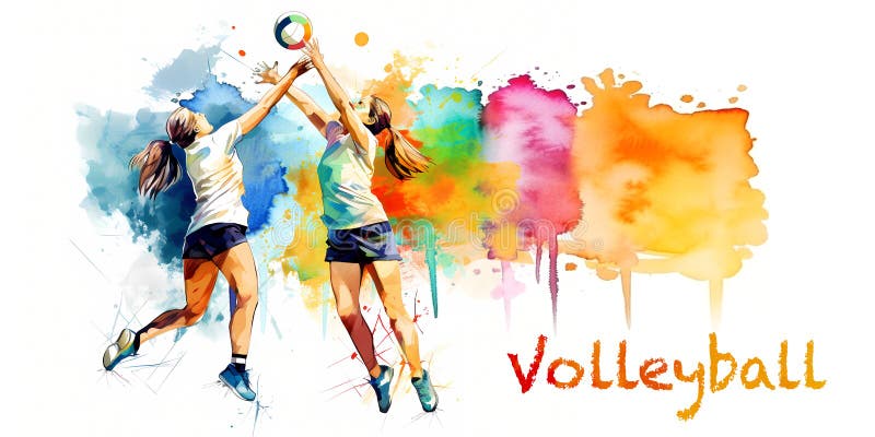 VOLLEYBALL - Colourful Watercolour Web Banner for Olympic Volleyball ...