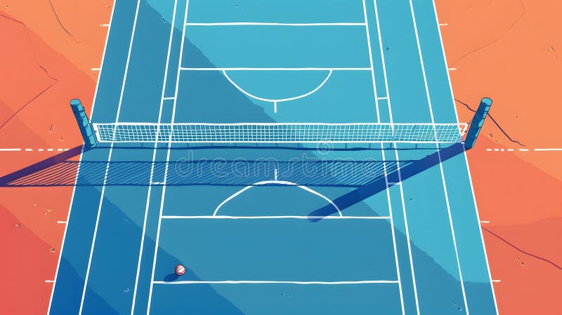 Volleyball Court Layout Illustration with Net, Court Lines, and ...
