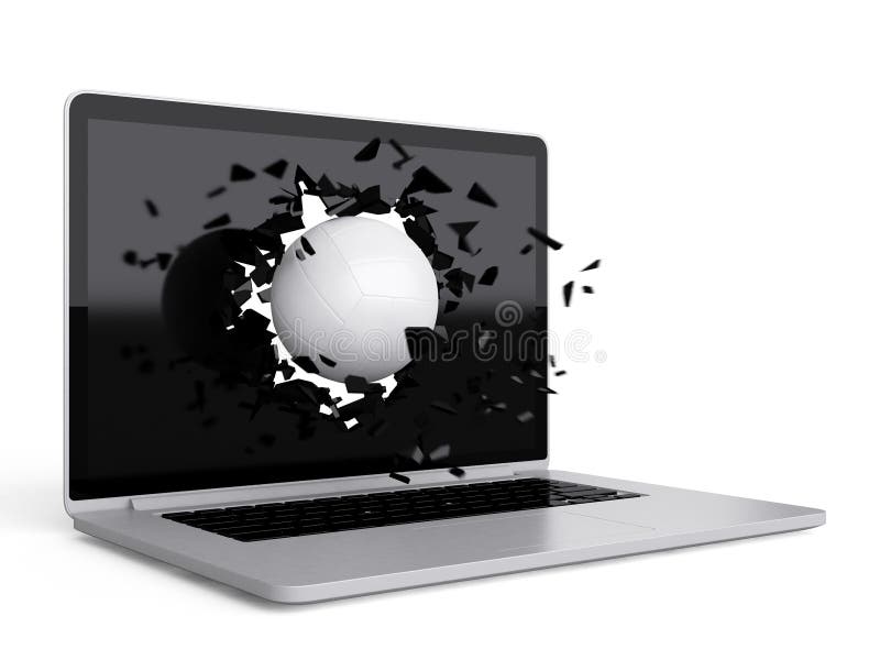 Volleyball destroy laptop stock illustration. Illustration of screen ...