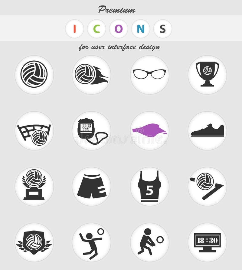 Volleyball icon set stock vector. Illustration of coat - 123122160
