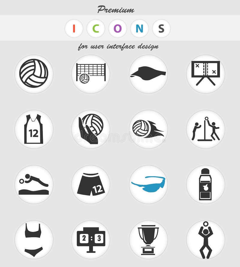 Volleyball icon set stock vector. Illustration of vector - 123122281