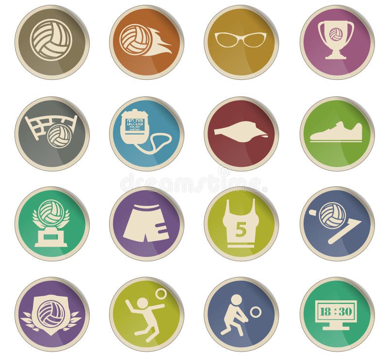 Volleyball icon set stock vector. Illustration of grid - 123478302