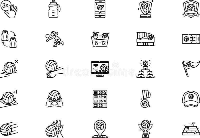Volleyball Icons Collection is a Vector Illustration with Editable ...