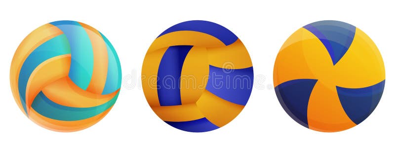 Volleyball Icons Set, Cartoon Style Stock Vector - Illustration of ...