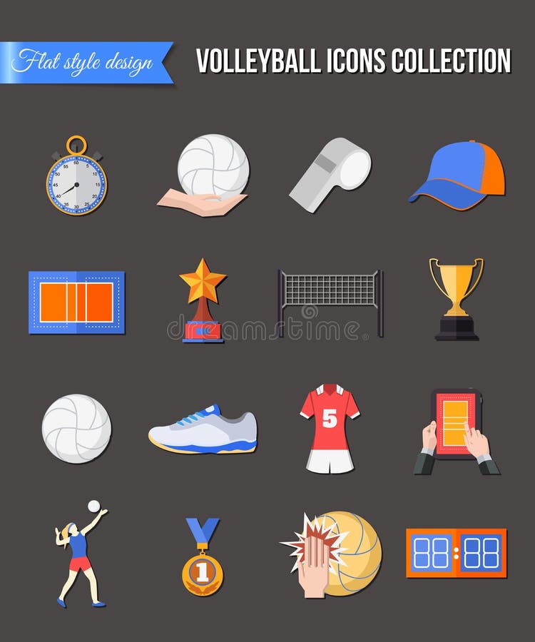 Volleyball icons set stock vector. Illustration of design - 60010885