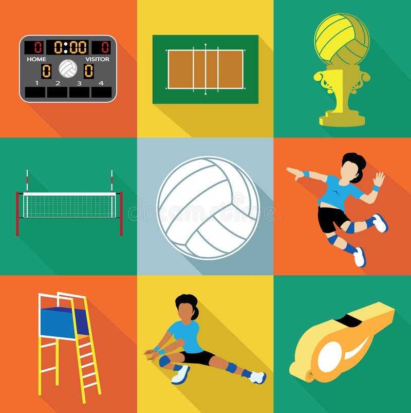 Volleyball icons set stock vector. Illustration of dotted - 59949688