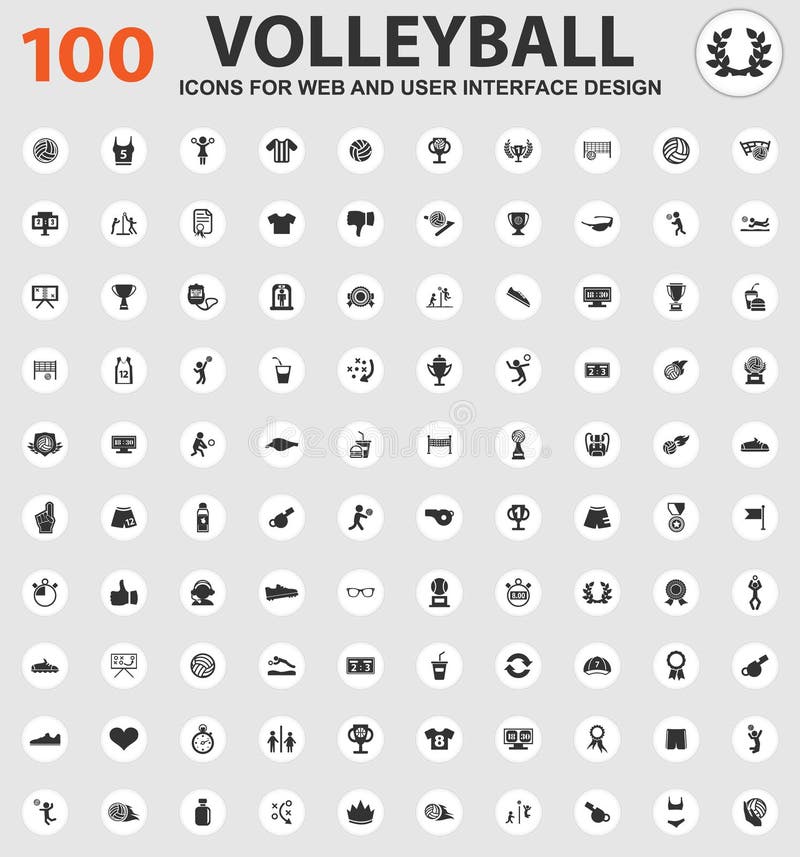 Volleyball icons set stock illustration. Illustration of round - 95552383