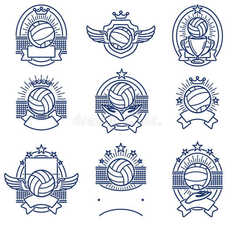 Volleyball Labels and Icon Set. Collection Icons Volleyball Stock ...