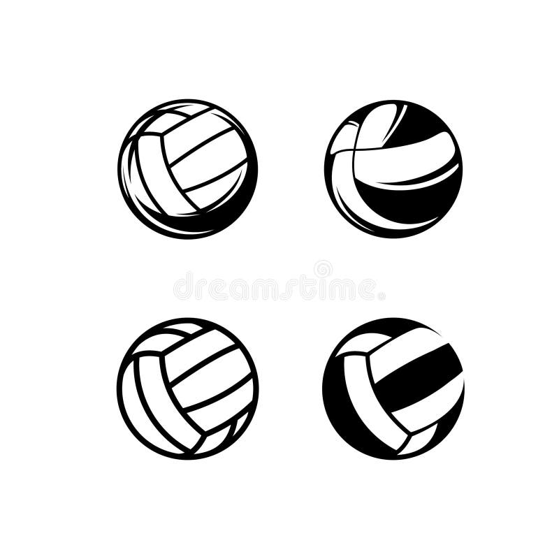 Set of Volleyball Logo Design. Silhouette of Volleyball Illustration ...