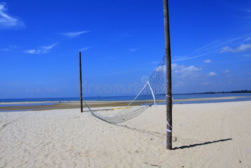 Broken Volleyball Net Hanging on a Beach Stock Image - Image of sport ...