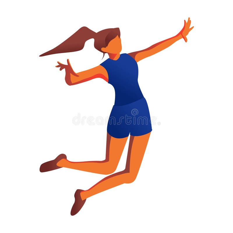 Volleyball Player in Dynamic Movement. Girl in a Jump Makes an ...