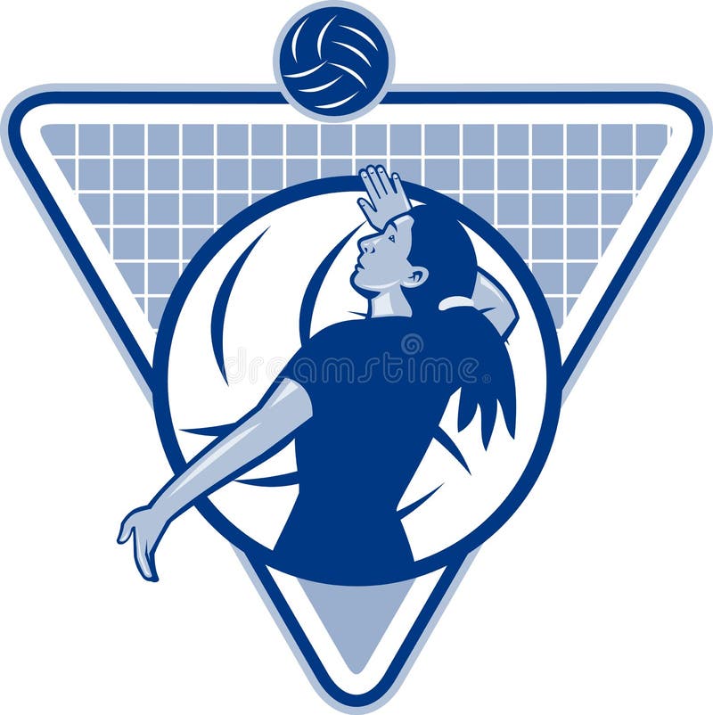 Volleyball Player Spiking Blocking Ball Stock Illustration ...