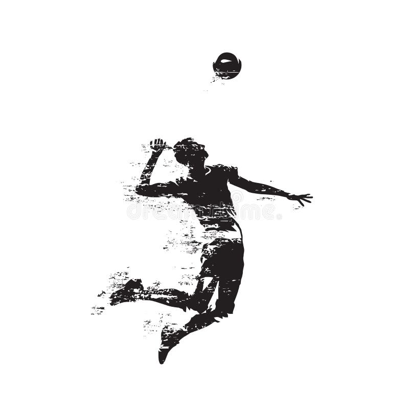 Volleyball Player Serving Ball, Abstract Isolated Vector Silhouette ...