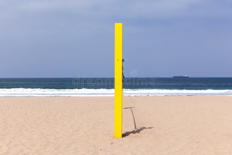 Volleyball Post at the Beach in Blue Stock Photo - Image of equipment ...