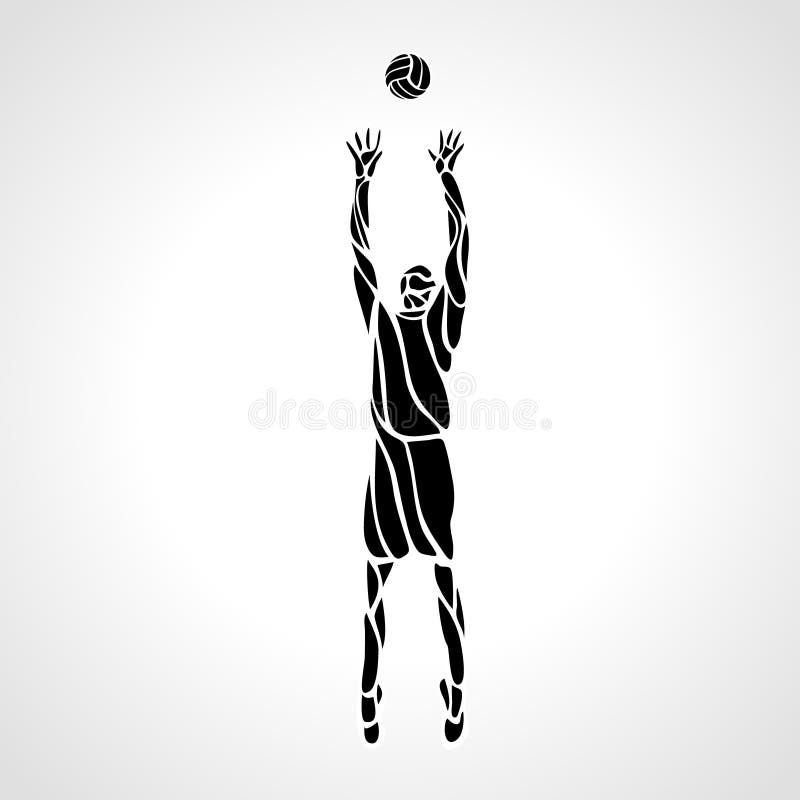 Volleyball Setter Outline Silhouette, Side View. Vector Illustration ...