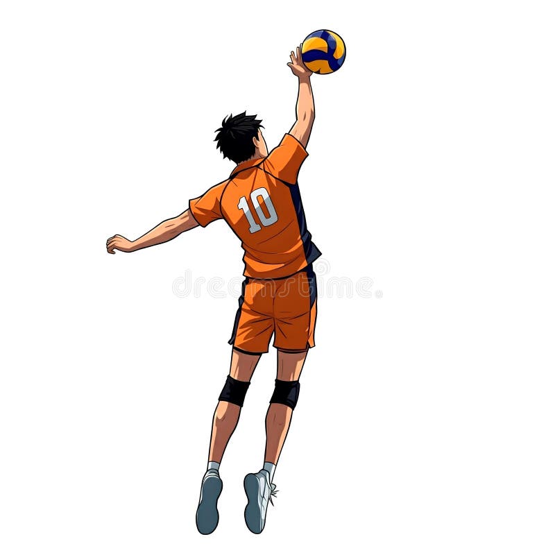 Volleyball Smash: a Player Going for an Overhead Smash, Back View, AI ...