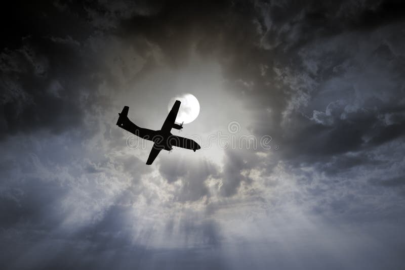 Volo Di Notte Dell'aeroplano Immagine Stock - Immagine di traffico ...