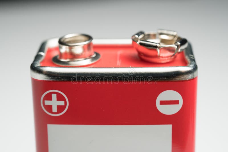9 Volt Battery Closeup at Poles Stock Image - Image of white, lithium ...