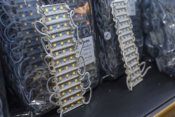 12 Volt Epoxy LED Modules Lights on Display at an Electronics Store. an ...