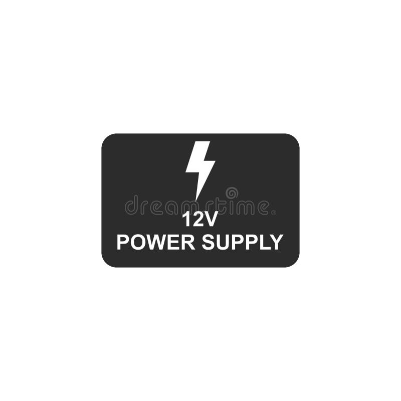 12 Volt Power Supply Icon Vector Illustration Design Template Stock ...