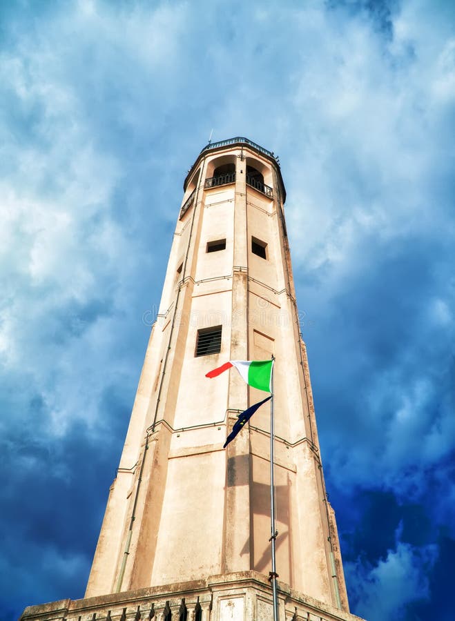 Volta`s Lighthouse on Brunate Mountain. Stock Image - Image of battery ...