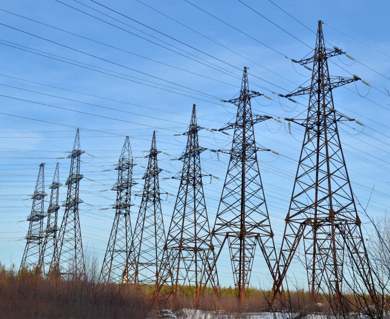 Voltage power lines stock image. Image of supply, line - 50282087