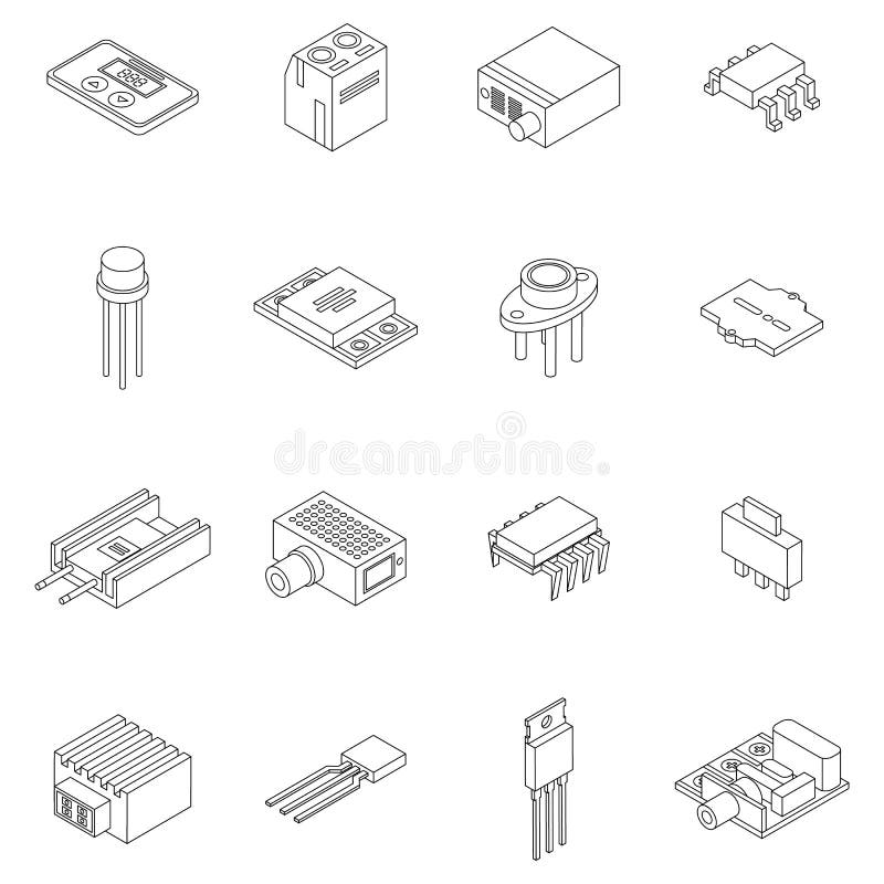 Voltage Regulator Icons Set Vector Outline Stock Vector - Illustration ...