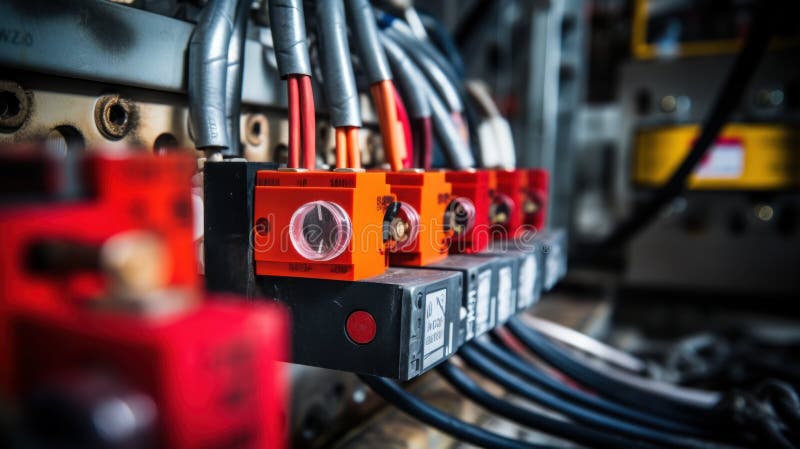 Voltage Switchboard with Circuit Breakers. Electrical Fuse Background ...