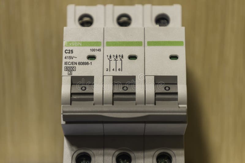 Voltage Switchboard with Circuit Breakers. Unit with Automatic Fuses ...