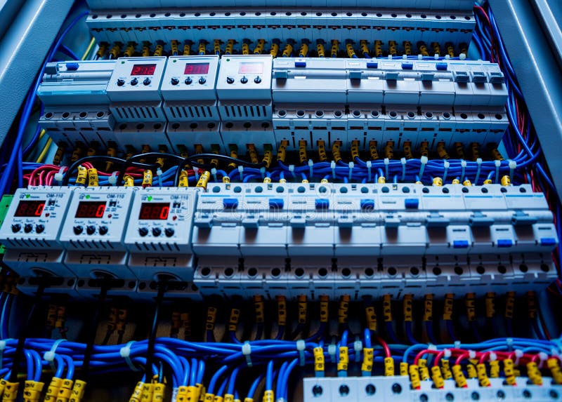 Voltage Switchboard with Circuit Breakers. Electrical Background ...