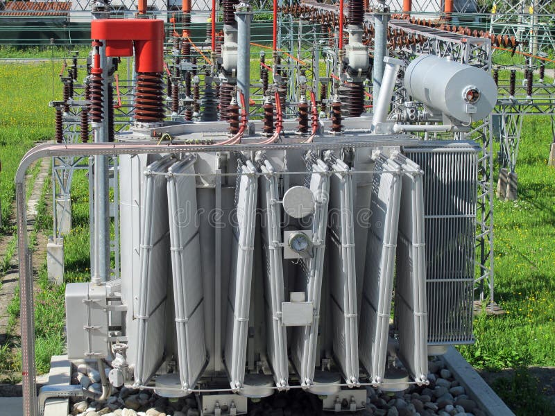 Old Transformer Inside Electric Distribution Case. Closeup. Stock Photo ...