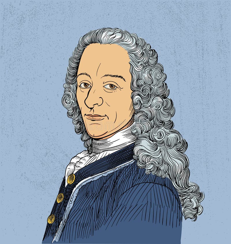 Voltaire Portrait in Line Art Illustration Stock Vector - Illustration ...