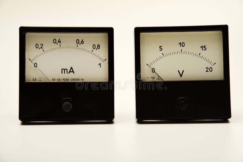 Voltmeter and Ammeter on a White Background. a Means of Measuring ...