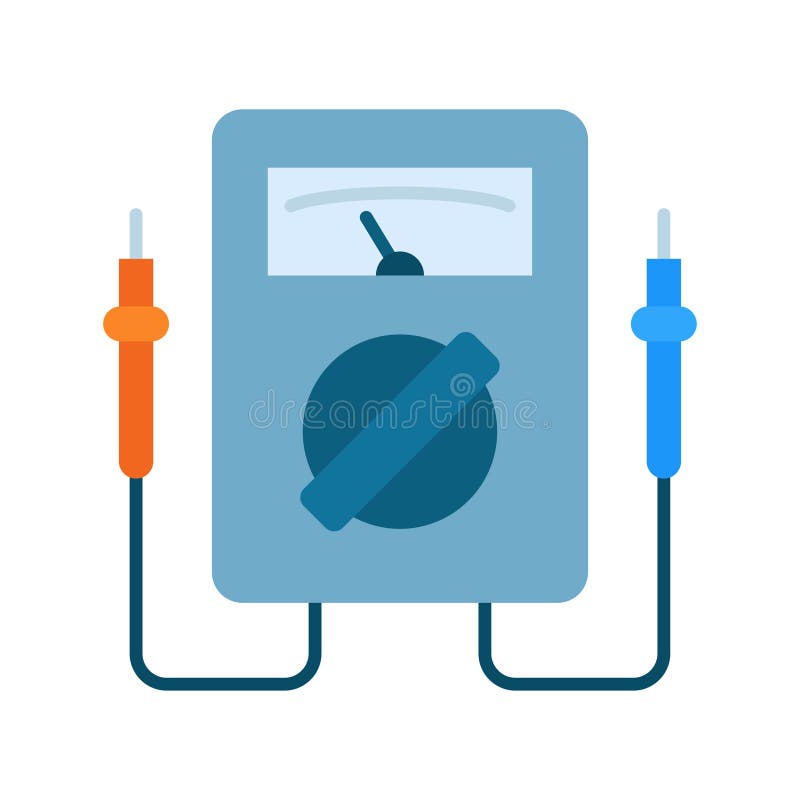 Voltmeter Icon. Electronic Tester with Orange and Blue Test Leads Stock ...