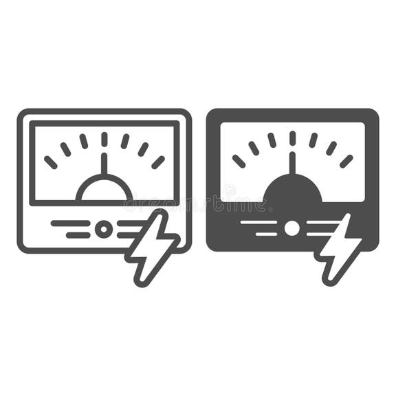 Voltmeter with Lightning Line and Solid Icon, Electrician Service Concept. Vector Graphics Stock ...