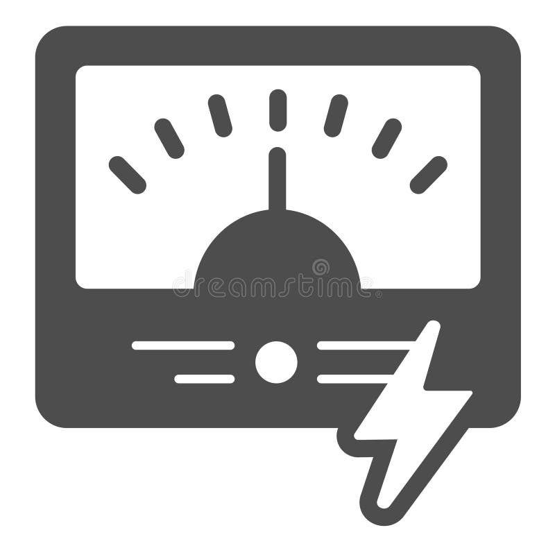 Voltmeter with Lightning Solid Icon, Electrician Service Concept. Vector Graphics Stock Vector ...