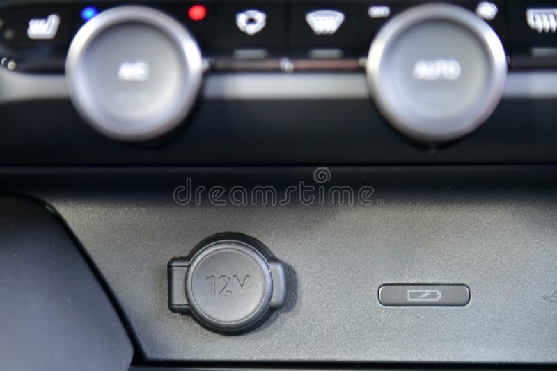 12 Volts Power Outlet Socket in the Car Stock Photo - Image of adapter ...