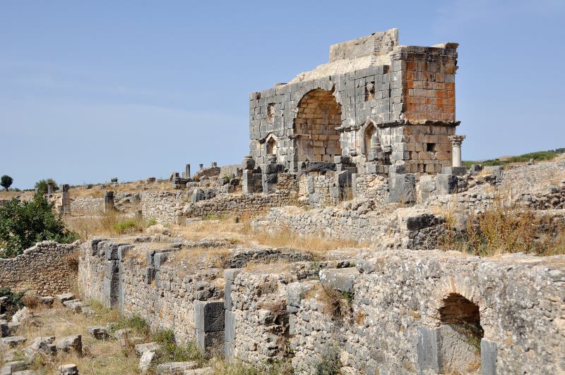The Ruins of Volubilis Capitol Stock Photo - Image of scene, exterior ...
