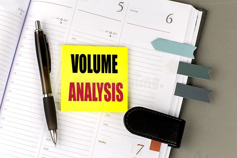 Volume Analysis Text on a Yellow Sticky Note with a Planner, Pen ...