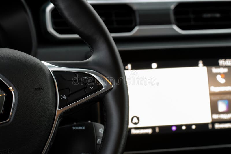 Volume and Audio Control Buttons on the Steering Wheel. Stock Photo ...
