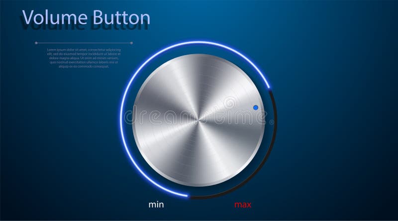 Volume Button. Realistic Metal Circle Button. Vector Illustration for ...