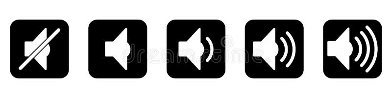 Volume Button. Set of Icons of Different Volume Levels. Vector ...
