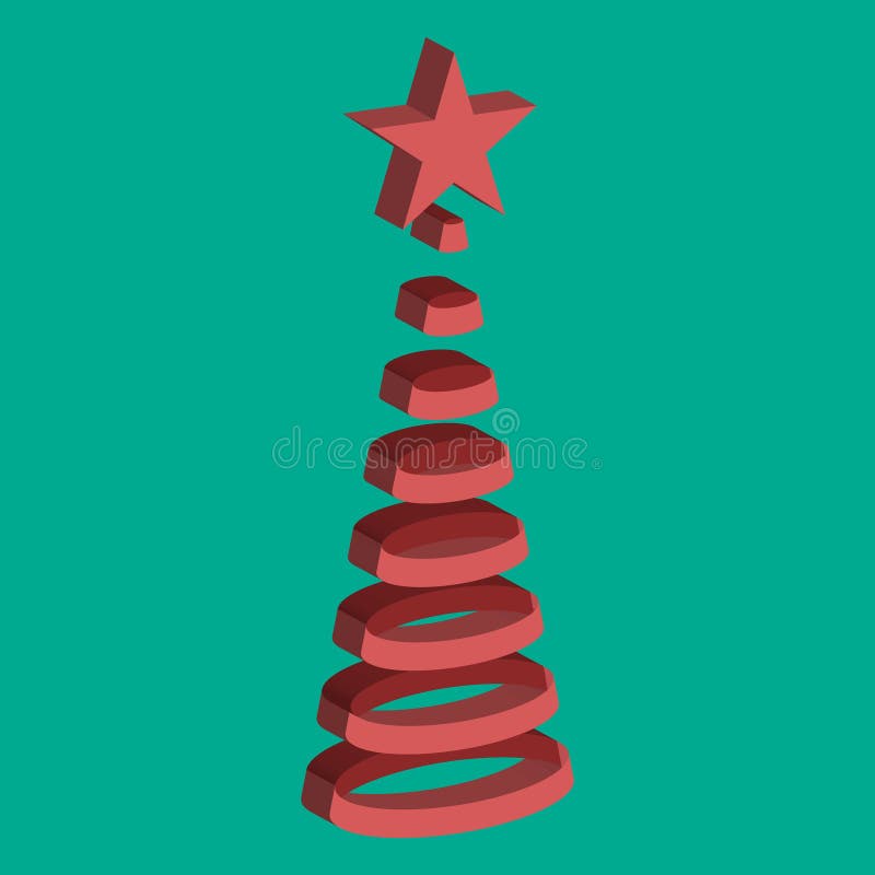 Volume Abstract Christmas Tree in a Flat Style on a Green Background ...
