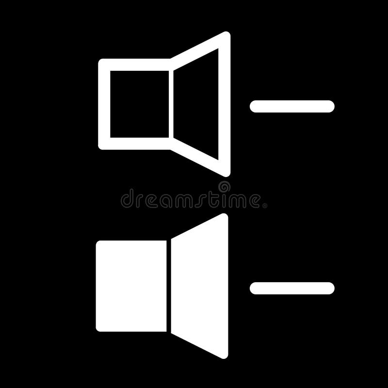 Volume Down Media Player Icon Illustration. Black and White Icon Stock ...