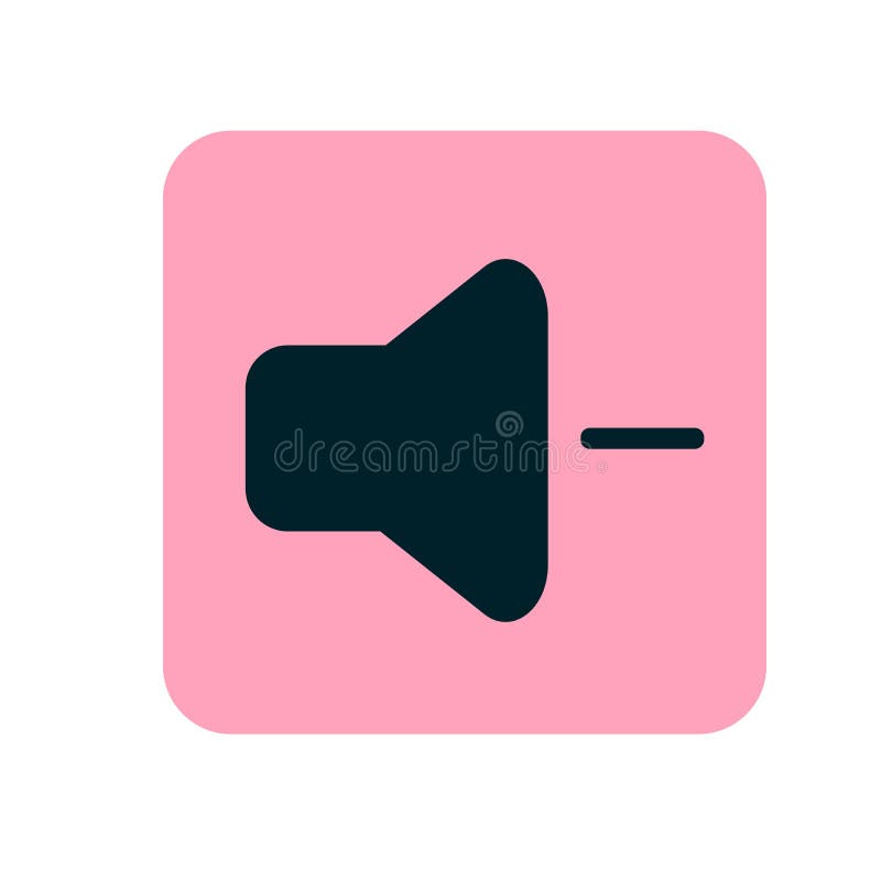 Volume Down Media Player Icon Illustration. Pink Icon. Vector Illustration Stock Vector ...