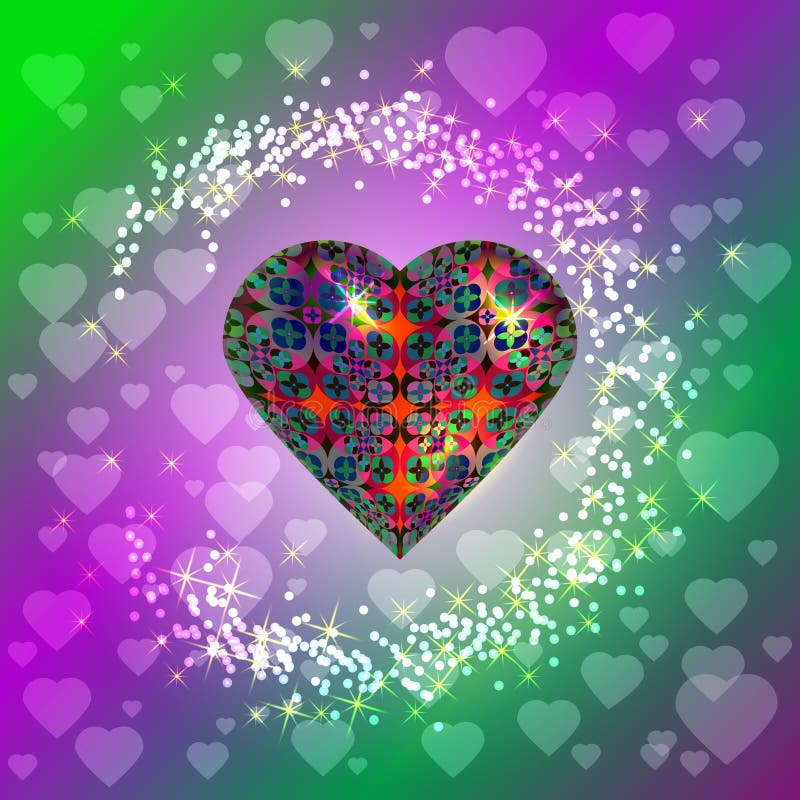 Volume Heart. Bright Pattern. Surrounds Lights Stock Vector ...