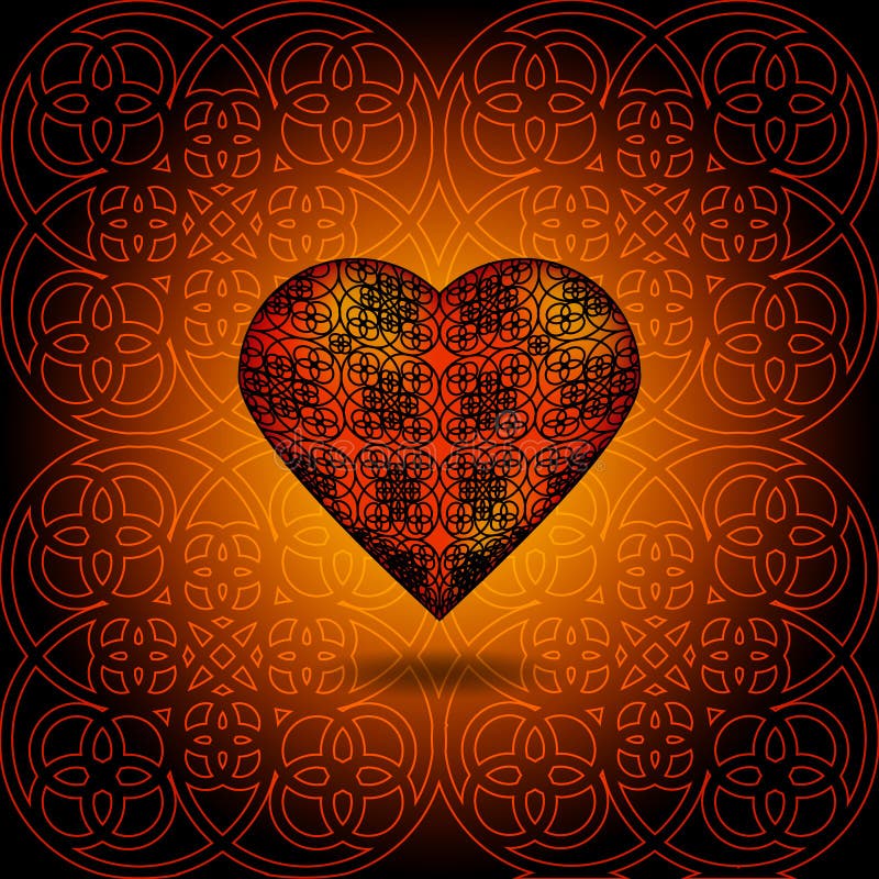 Volume Heart. Pattern on Surface. Orange and Black Stock Illustration ...